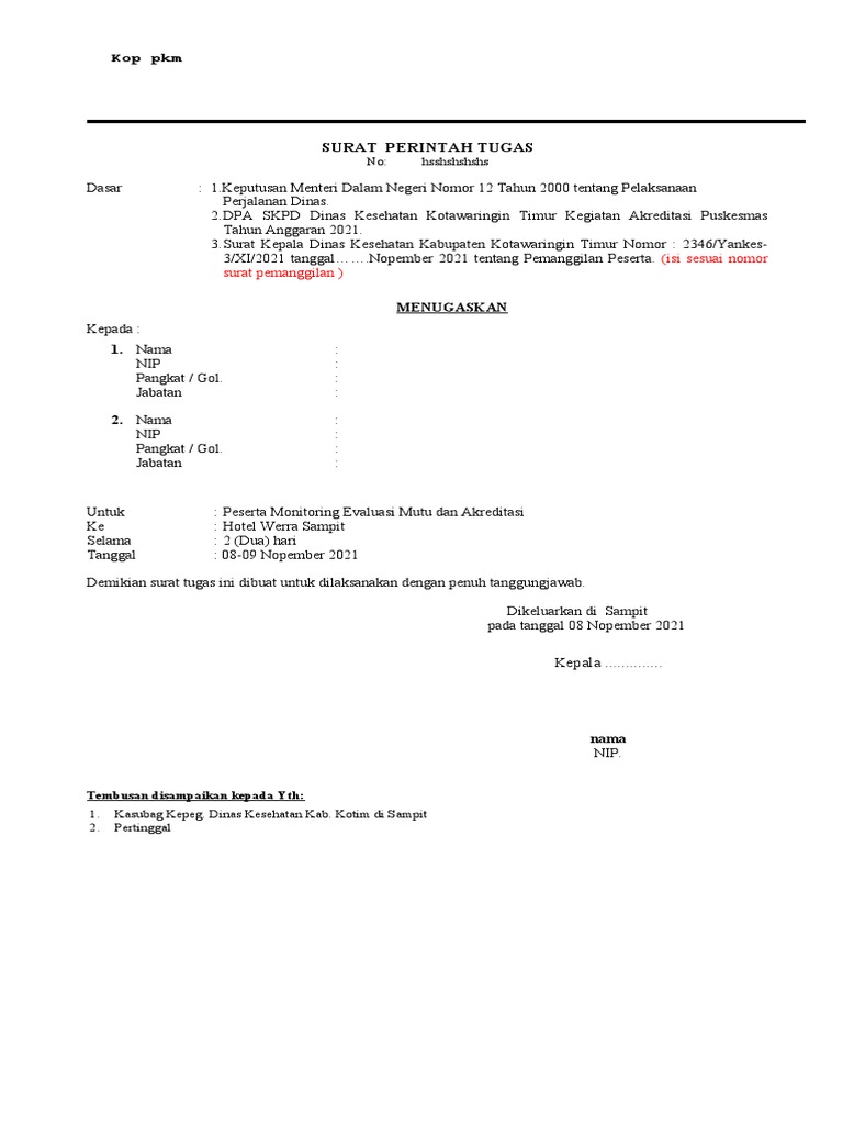 ST Dan SPPD - Dalam Kota | PDF