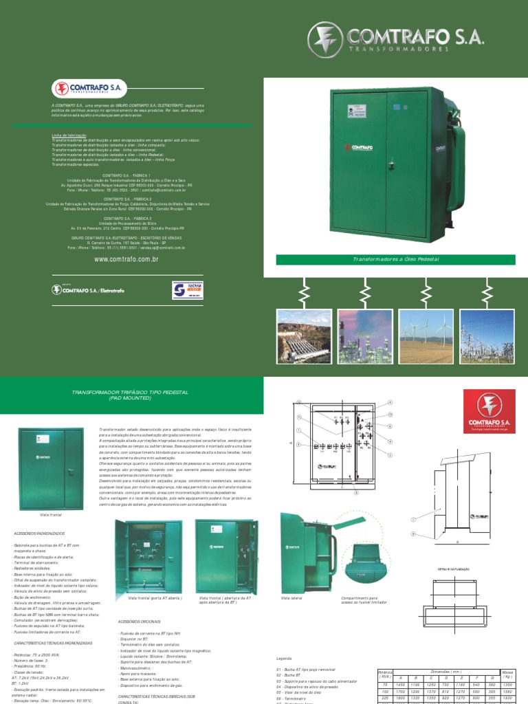 COMTRAFO Pedestal Final | PDF | Transformador | Fiação elétrica