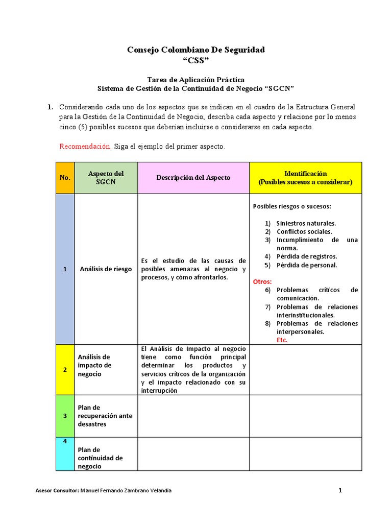 Tarea de Aplicación Práctica Sobre El SGCN | PDF