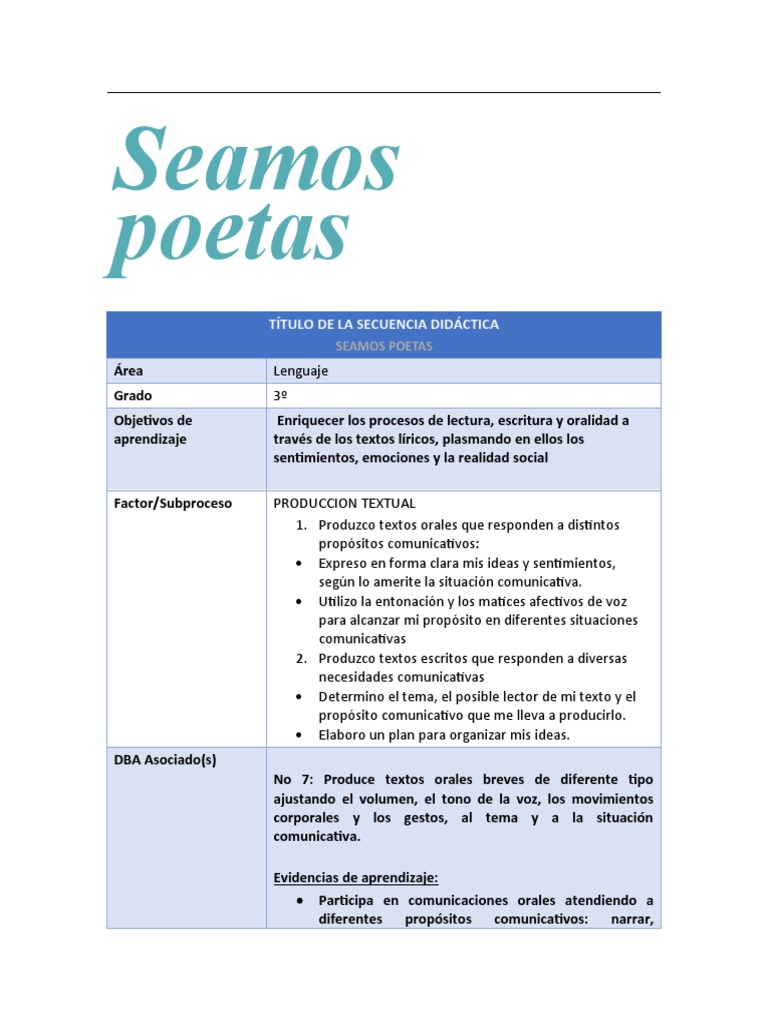 Aprender poesía en 3º grado | PDF | Poesía