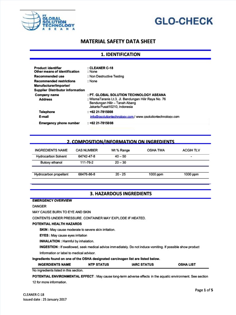 MSDS Cleaner | PDF