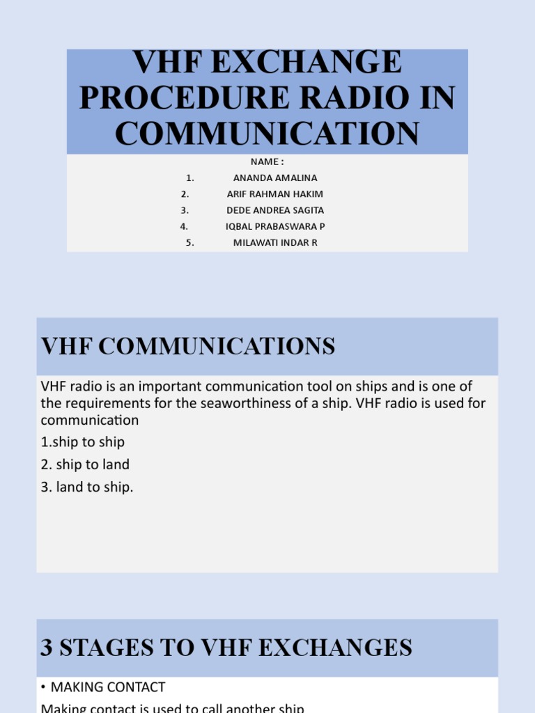 VHF Exchange Procedure Radio in Communication | PDF