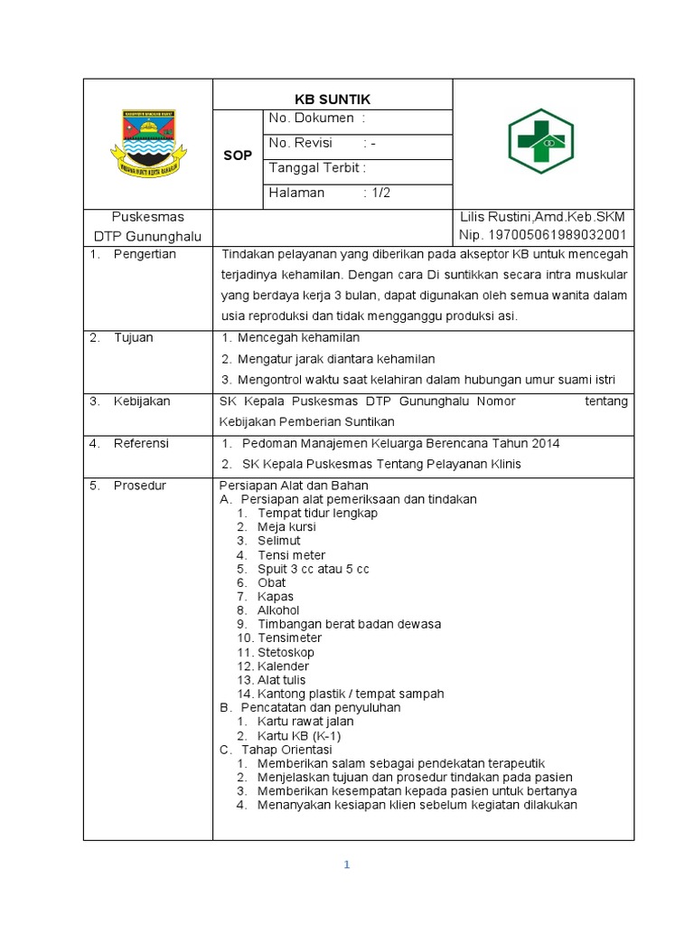 Sop Suntik KB 3 Bulan | PDF