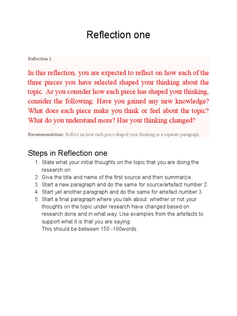 SBA - Reflection One - Samples/examples | PDF