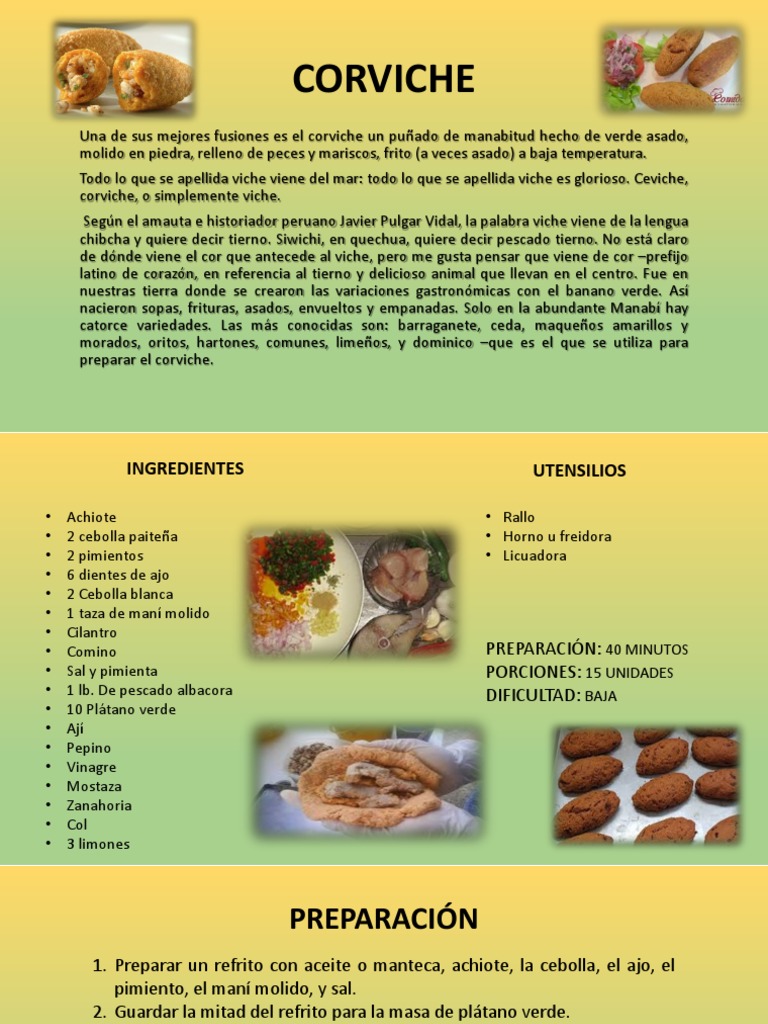 Receta y Origen del Corviche Ecuatoriano | PDF | Cocina latinoamericana ...