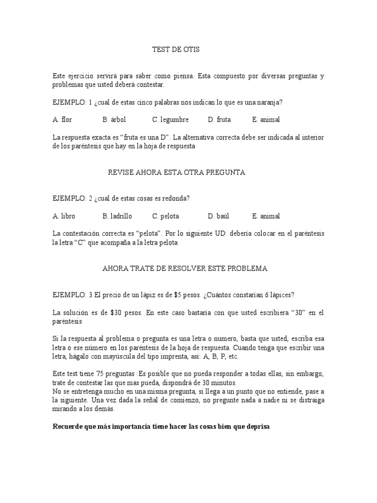 Cuadernillo Otis | PDF