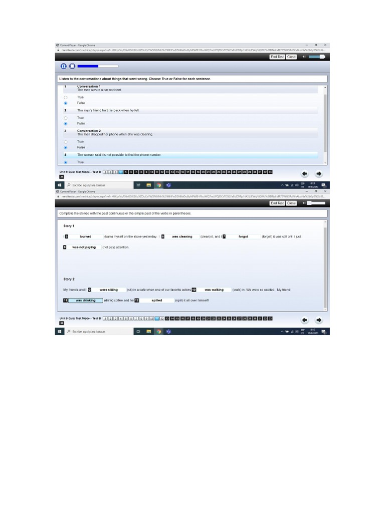 TS2 Unit 9 Quiz - Test Mode - Test B | PDF