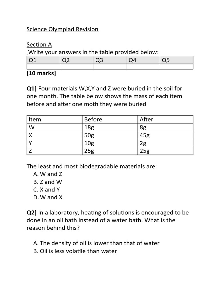 Science Olympiad Revision | PDF | Melting Point | Mixture