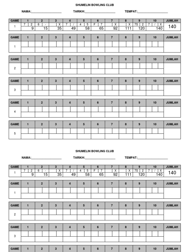 Bowling Score Card | PDF