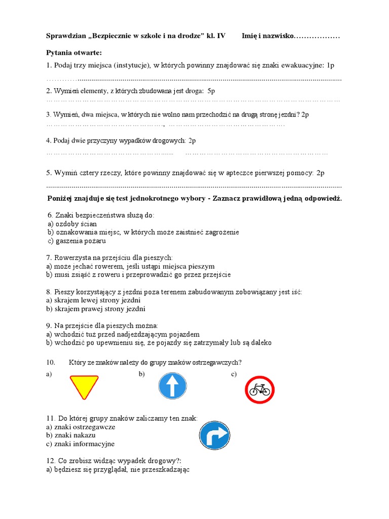 Sprawdzian Technika KL 4 | PDF