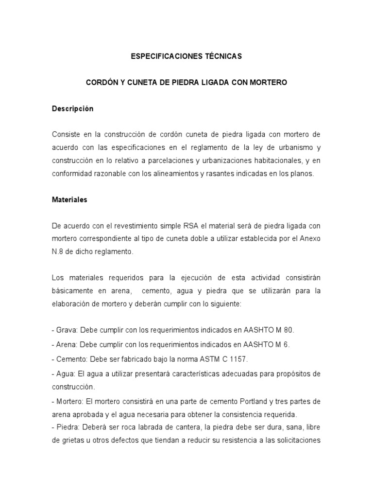 Cordón Cuneta: Guía Técnica | PDF | Tecnología