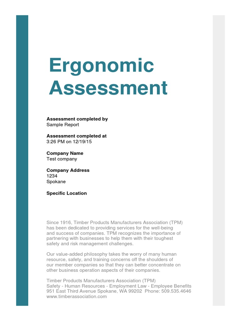 Fy14 SH 26336 Sh4 Sample Ergonomic Assessment Report | PDF | Human Factors And Ergonomics ...