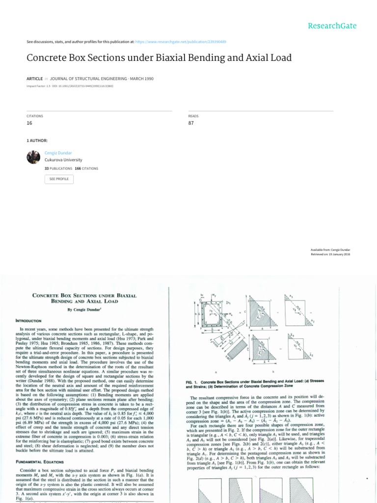 Concrete Box Sections Under Biaxial Bend | PDF | Bending | Mechanics