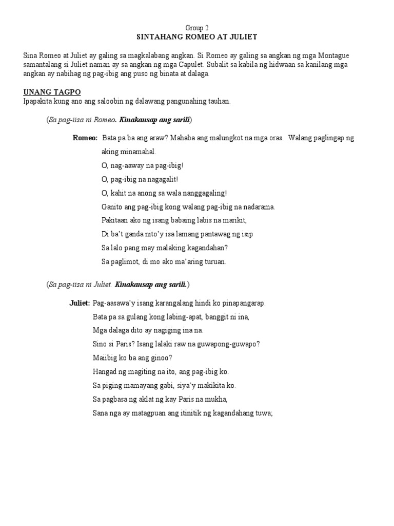 Sintahang Romeo at Juliet | PDF