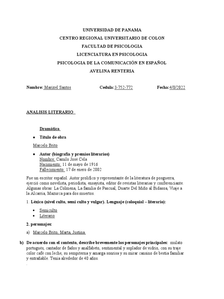 Analisis Marcelo Brito Semestral Español | PDF