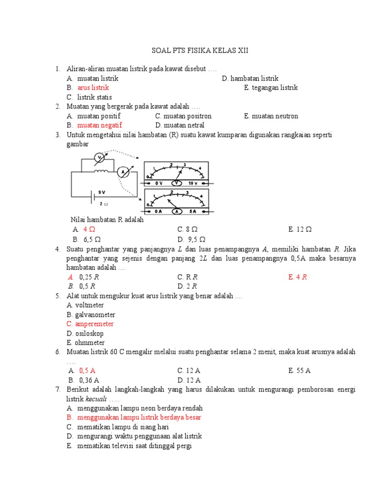 Soal PTS Fisika Kelas Xii | PDF