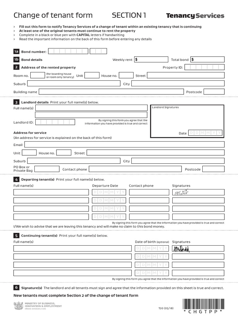 Change of Tenant Form | PDF | Leasehold Estate | Landlord