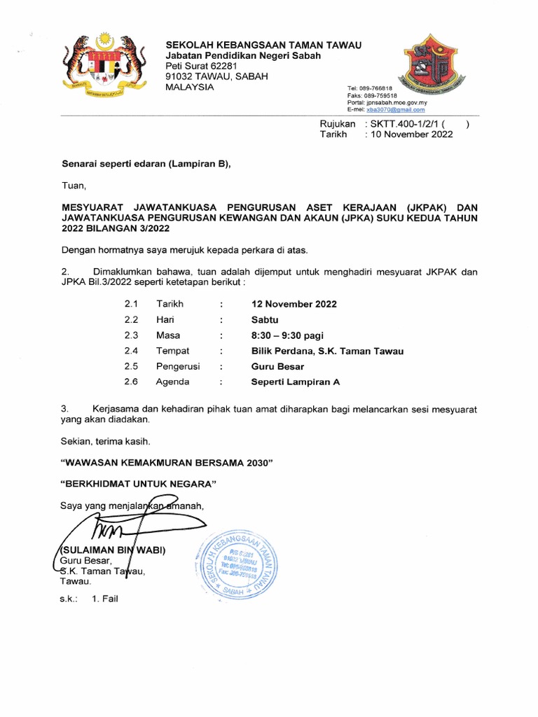 Surat Mesy JPKA Bil.3 2022 | PDF
