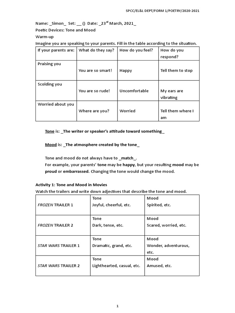 Analyzing Tone and Mood in Poetry | PDF | Self-Improvement