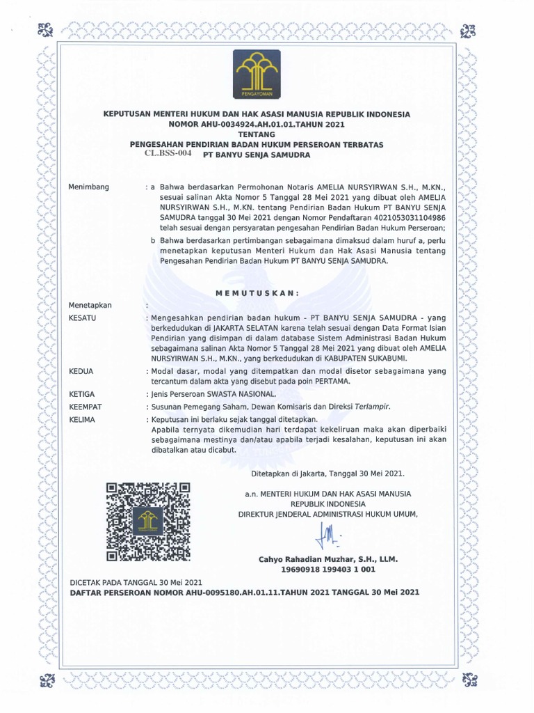 01a SK No AHU-0034924.AH.01.01.Tahun 2021 | PDF 01a SK No AHU-0034924.AH.01.01.Tahun 2021 | PDF