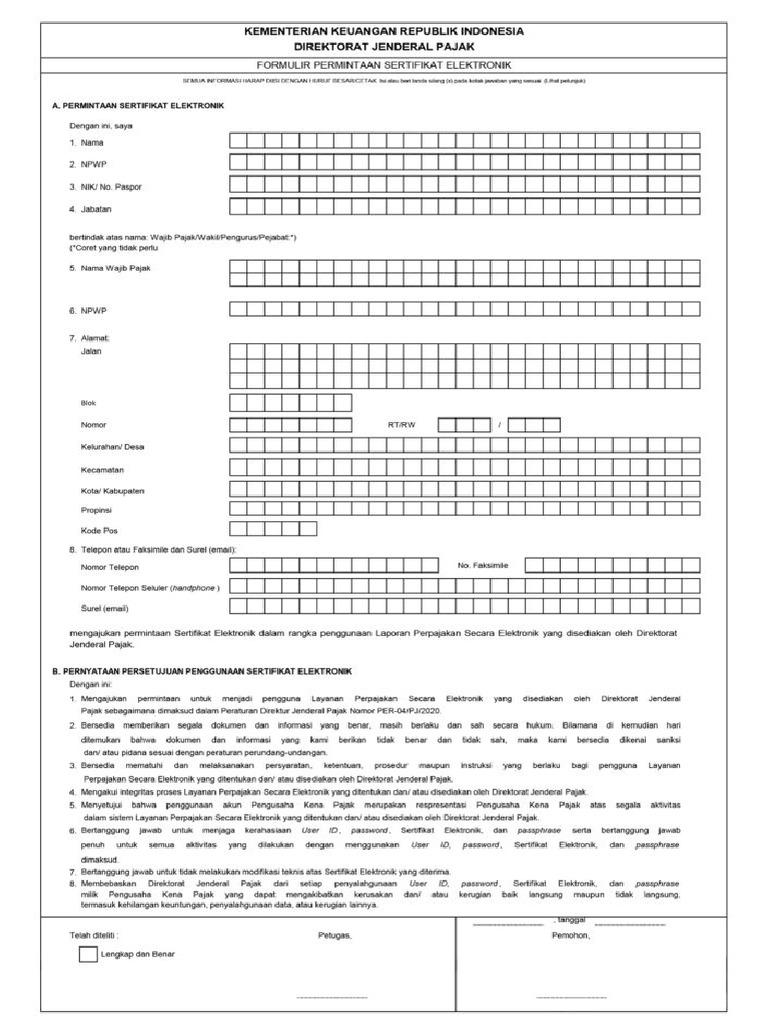 Formulir Permintaan Sertifikat Elektronik | PDF