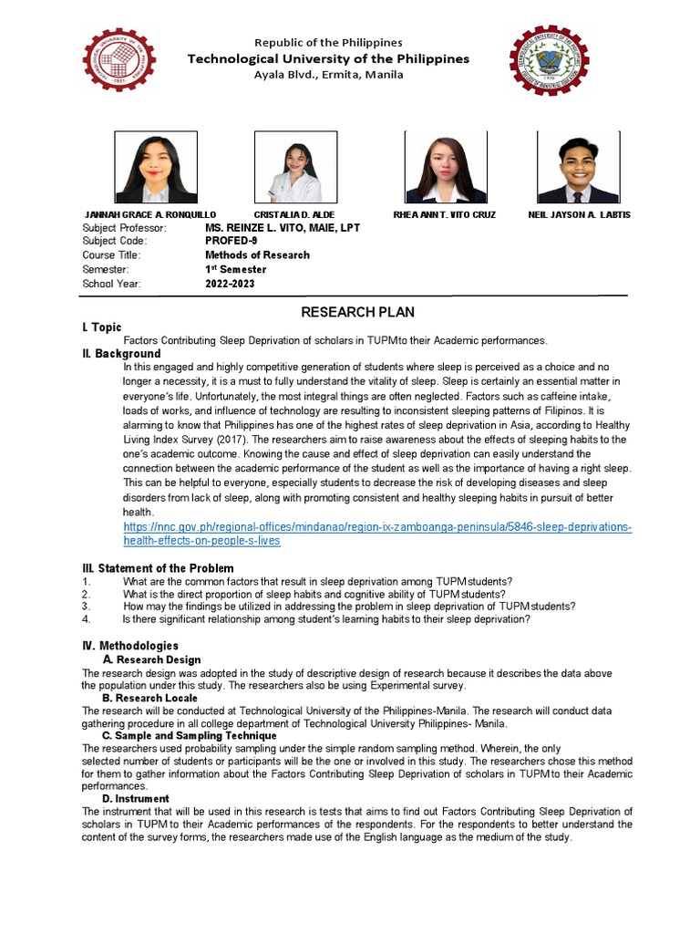 Research Plan 1 | PDF | Sampling (Statistics) | Survey Methodology