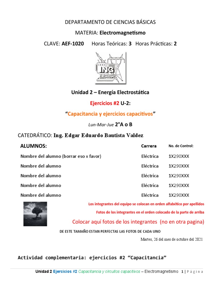 Unidad 2 - Ejercicios 2 Capacitancia | PDF