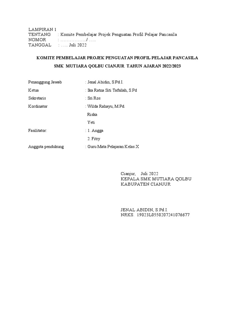 Lampiran SK P5 | PDF