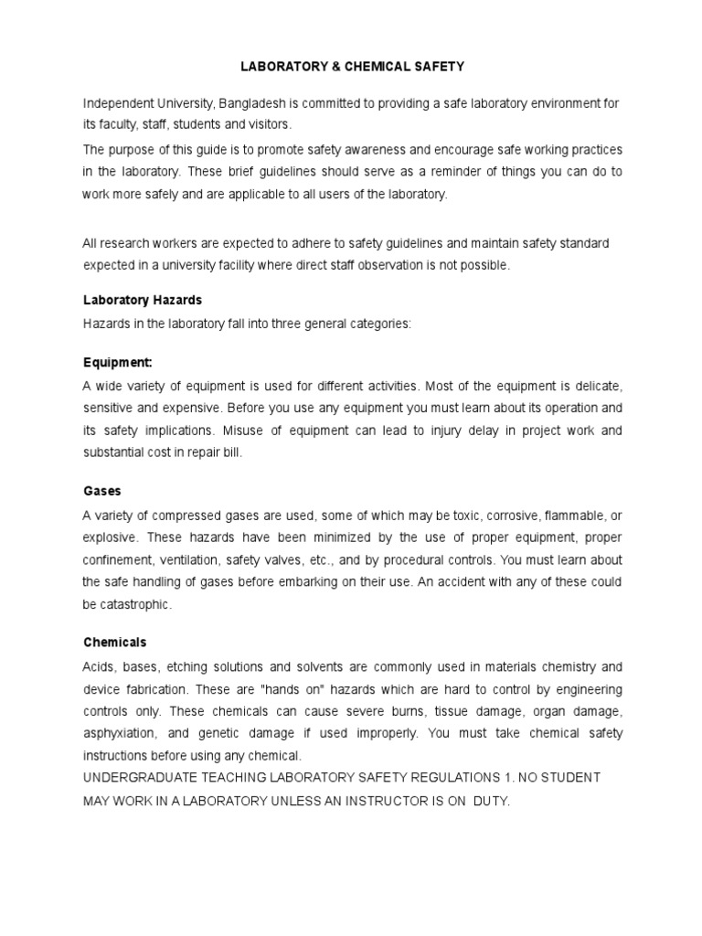 Laboratory Safety Manual | PDF