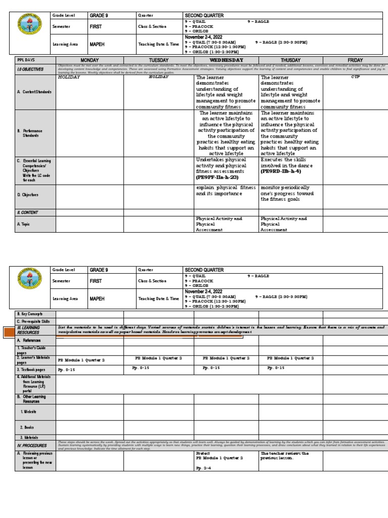 Pe Week 1 Q2 | PDF | Learning | Teaching Method