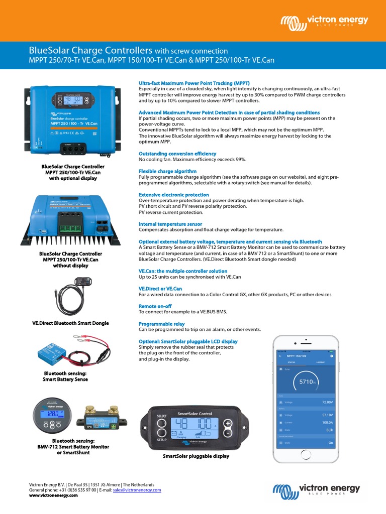 Victron BlueSolar MPPT Charge Controllers | PDF | Physical Quantities | Electromagnetism