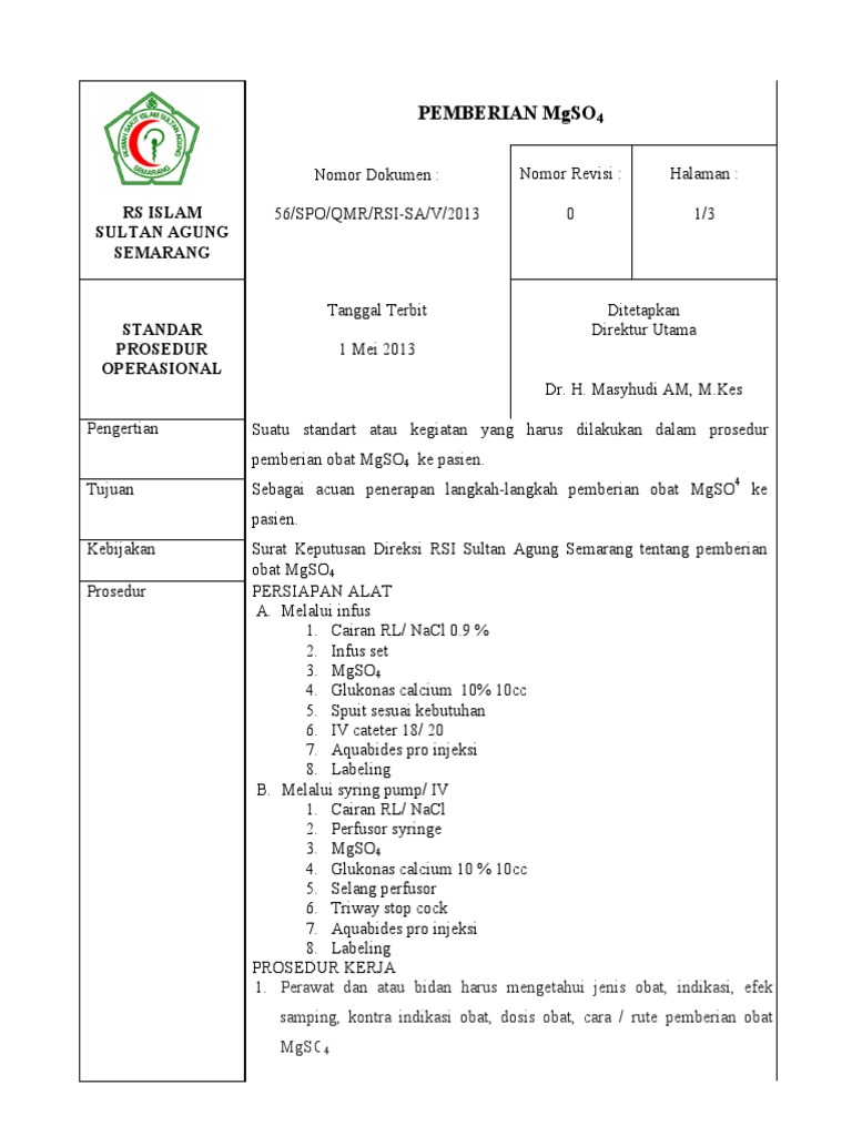 SKP - 56 SPO Pemberian MGSO4 | PDF