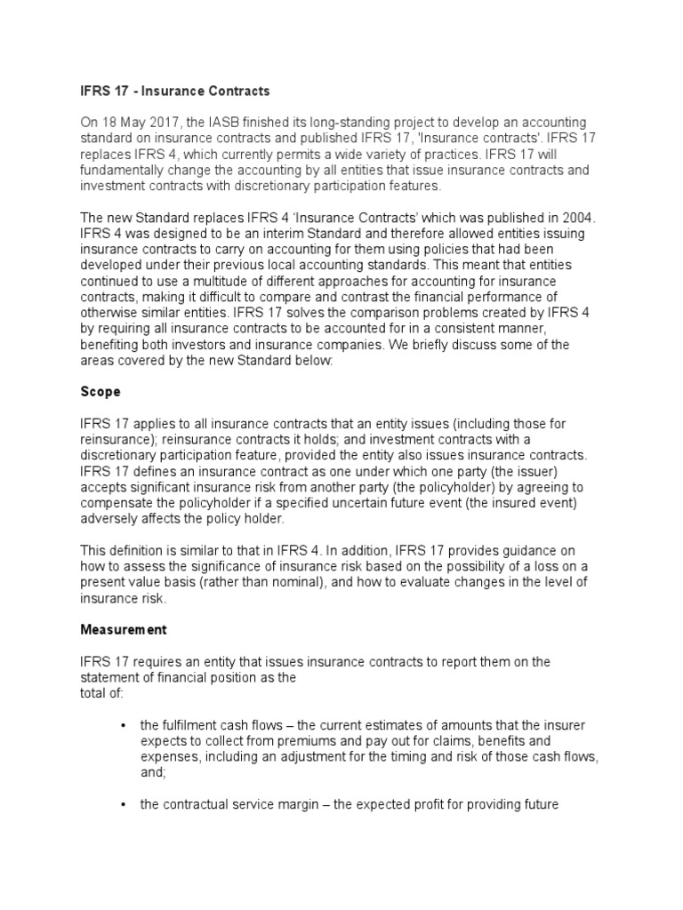 IFRS 17 Insurance Contracts Updated | PDF