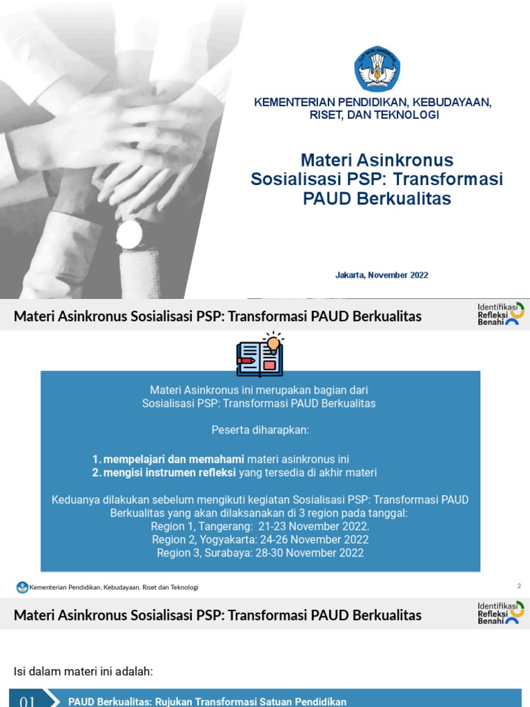 Materi Sosialisasi PSP - Transformasi PAUD Berkualitas | PDF