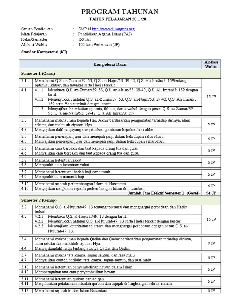 PROGRAM PENDIDIKAN AGAMA ISLAM DI SMP N | PDF