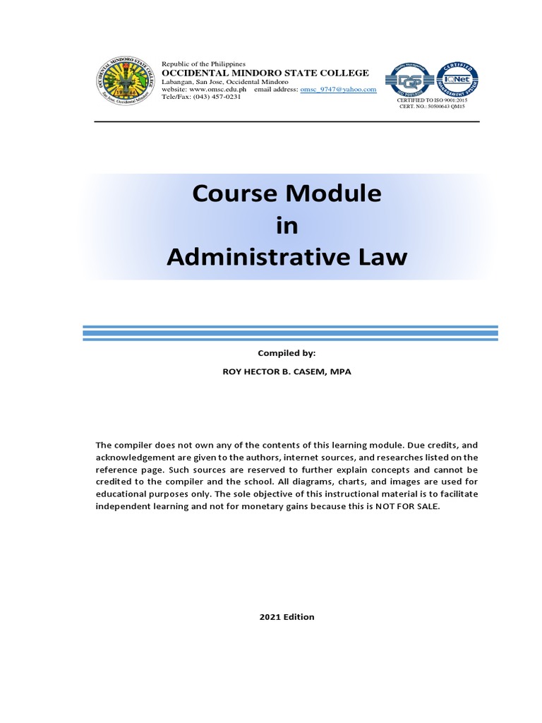 Lesson 1 Administrative Law | PDF