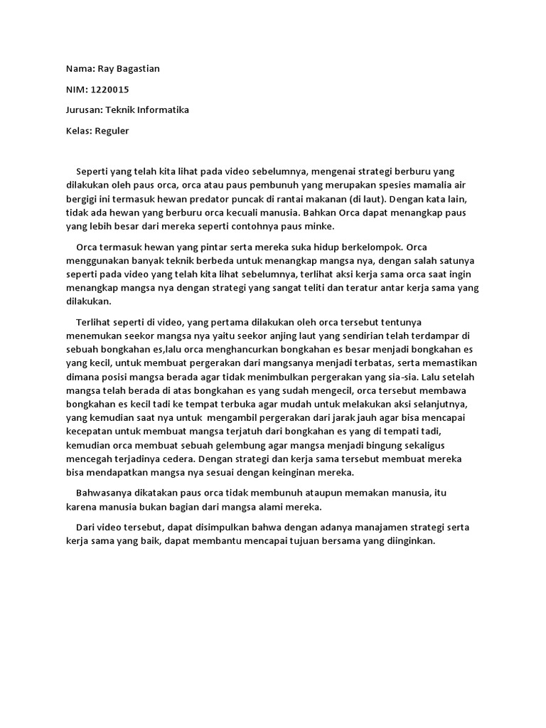 Ray Bagastian - Manajemen Komunikasi - Paus Orca | PDF