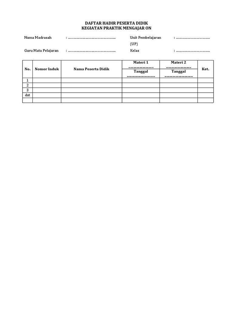Contoh Daftar Hadir | PDF