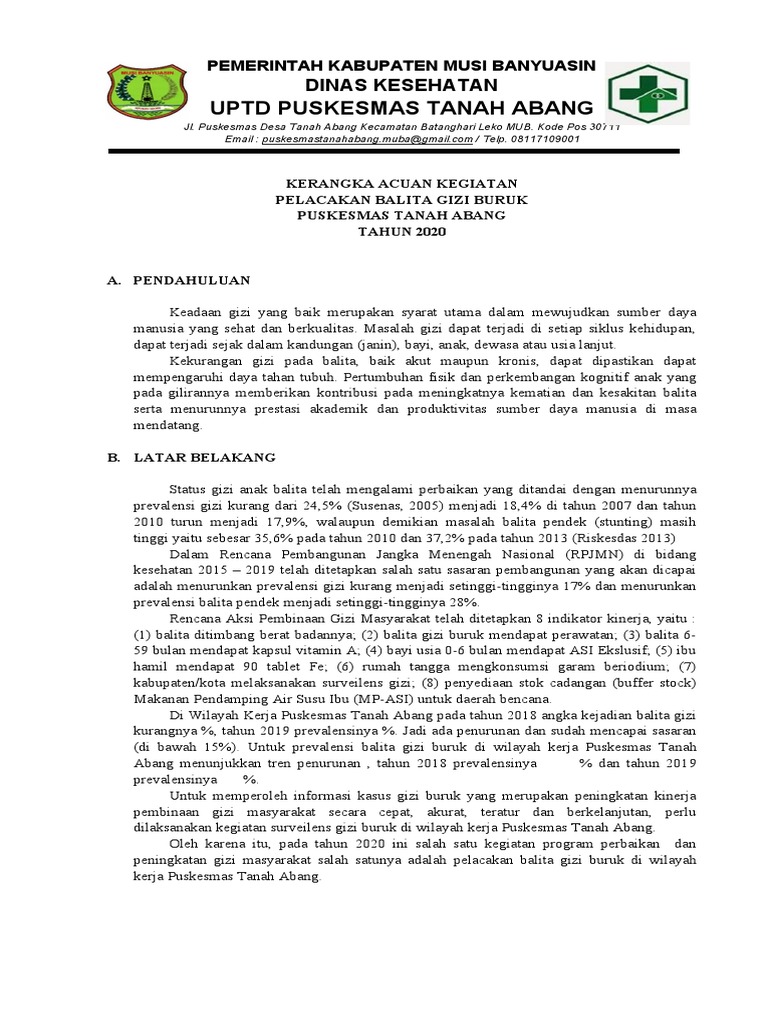 Kak Pelacakan Gizi Buruk | PDF | Pengembangan Diri | Kesehatan Holistik