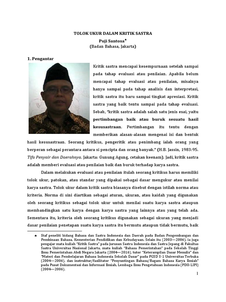 Tolok Ukur Dalam Kritik Sastra | PDF