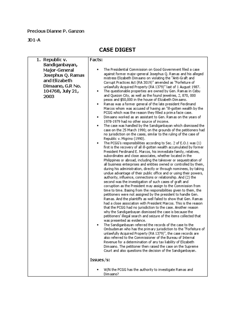 CASE DIGEST, Precious Dianne Ganzon | PDF | Crimes | Crime & Violence