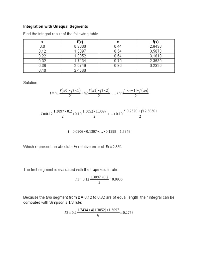 Integration With Unequal Segments | PDF