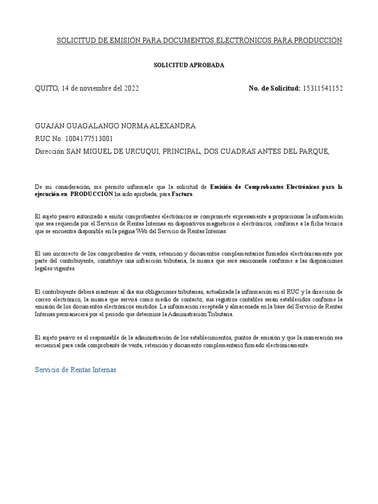 Solicitud Aprobada | PDF