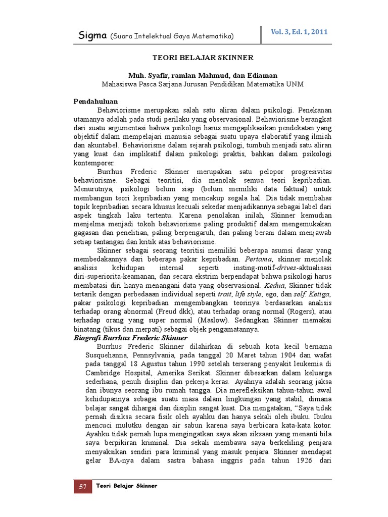 Teori Belajar Skinner: Behaviorisme | PDF | Ilmu Sosial | Filsafat
