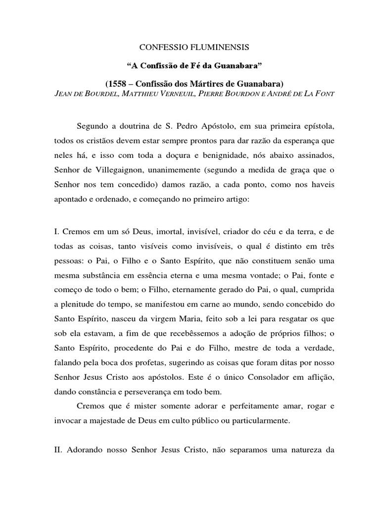 Confessio Fluminensis 1558 | PDF