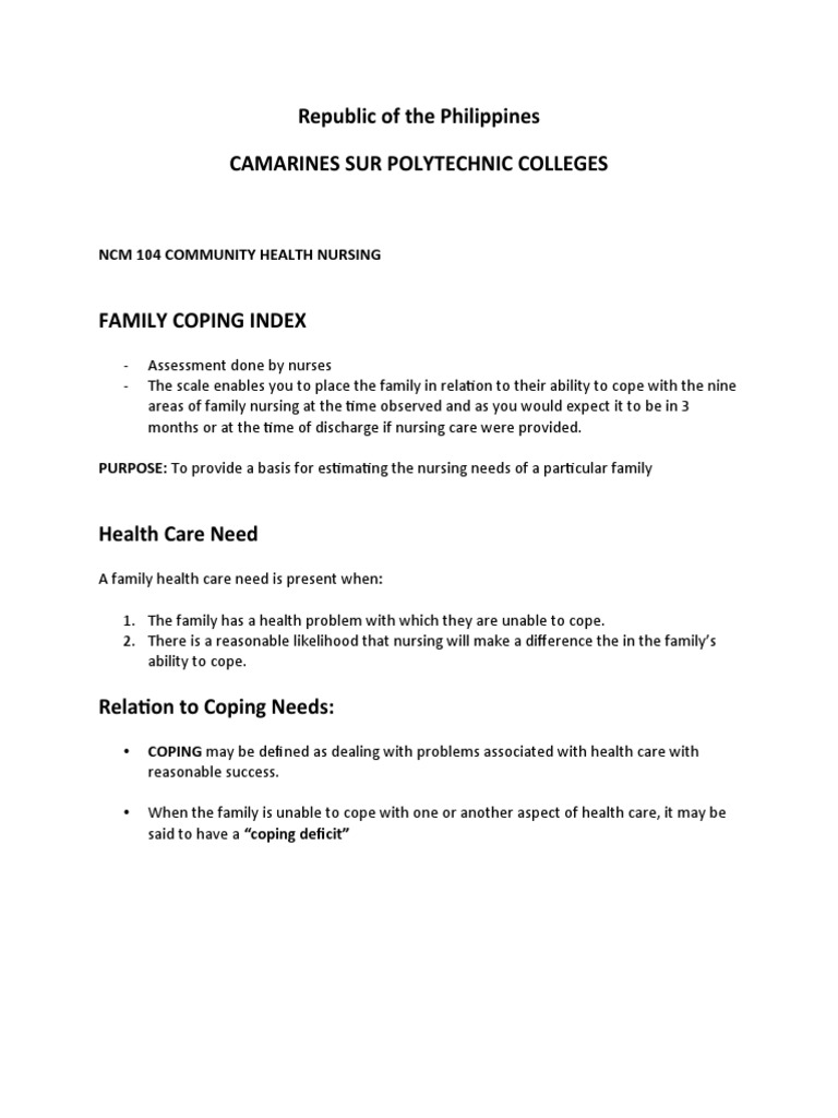 Family Coping Index | PDF | Health Sciences | Health Care