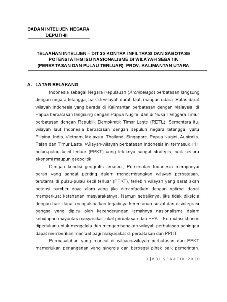 Telaah Intelijen Sebatik | PDF