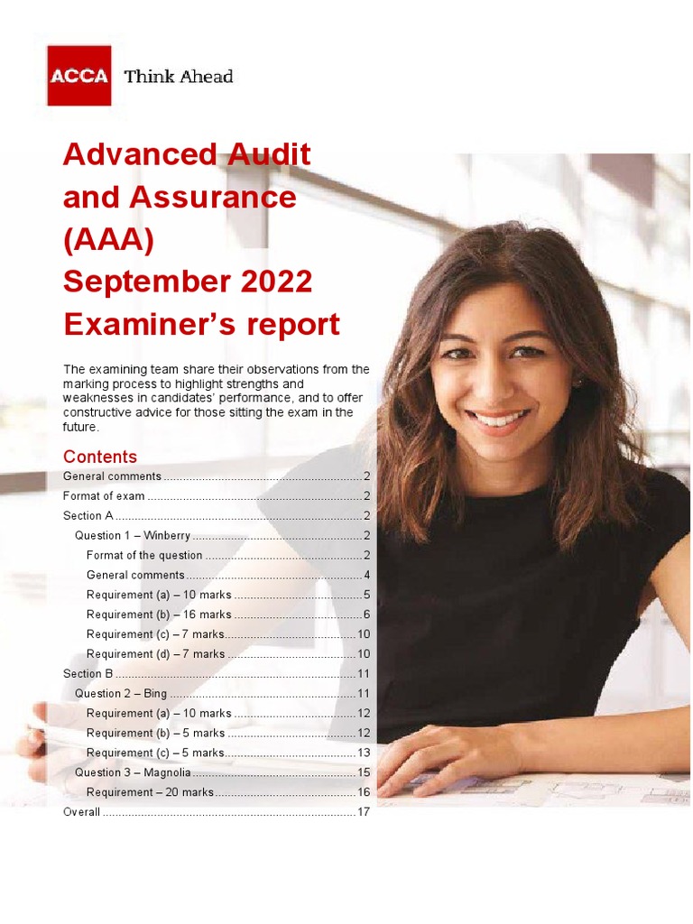 AAA Examiner's Report s22 | PDF | Going Concern | Audit