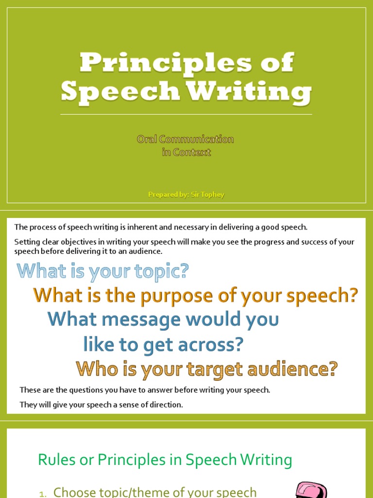 Principles-of-Speech-Writing ORAL COMMUNICATION | PDF