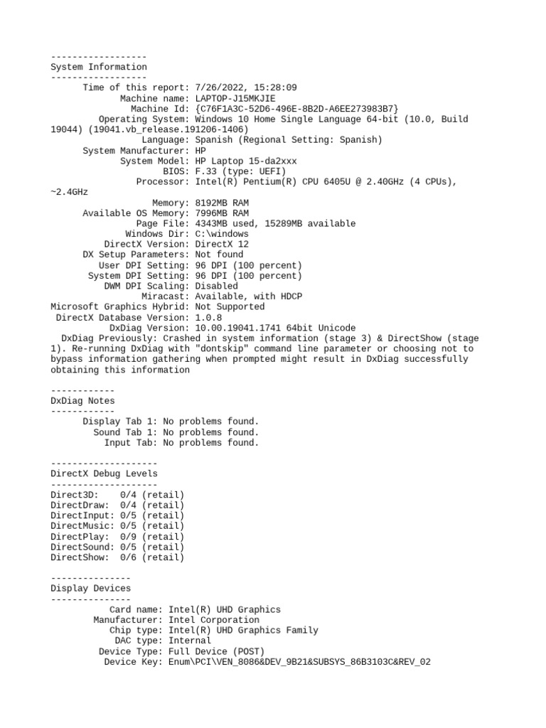 DxDiag | PDF | Codec | Device Driver